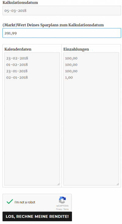 Rendite-Rechner für Sparplan (bzw. beliebigen Cashflow ohne ...